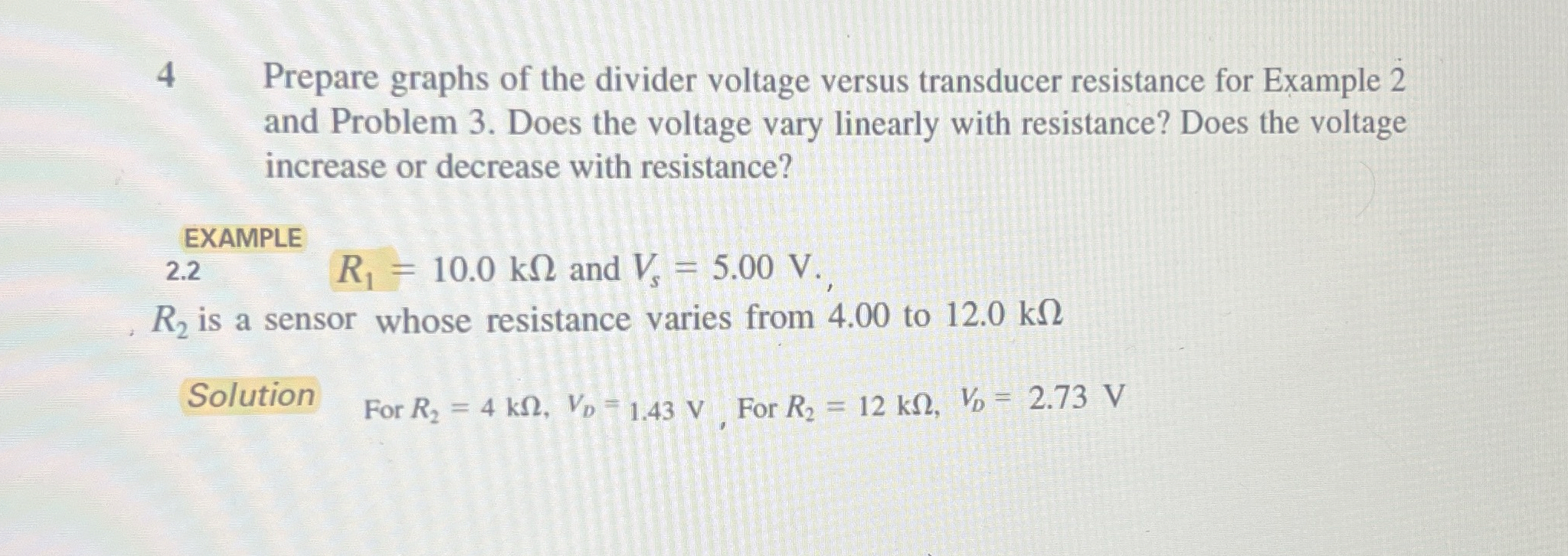 4 ﻿Prepare graphs of the divider voltage versus | Chegg.com