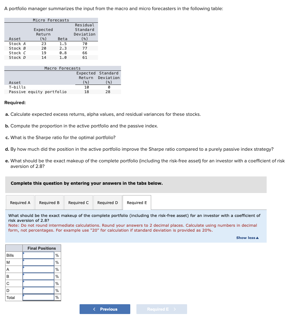 Solved a. ﻿Calculate expected excess returns, alpha values, | Chegg.com