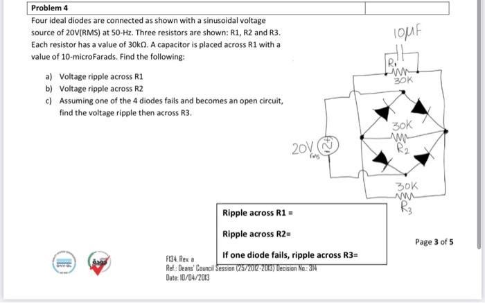 Solved Tour Problem 4 Four ideal diodes are connected as | Chegg.com