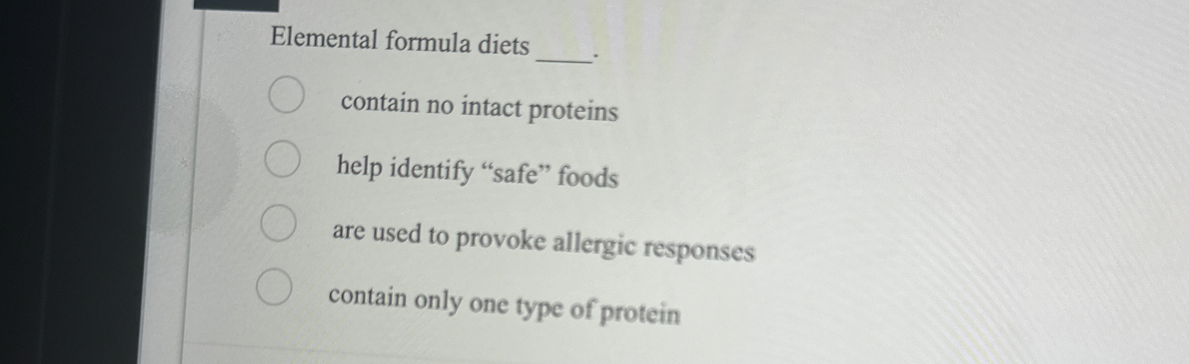 Solved Elemental formula dietscontain no intact proteinshelp | Chegg.com
