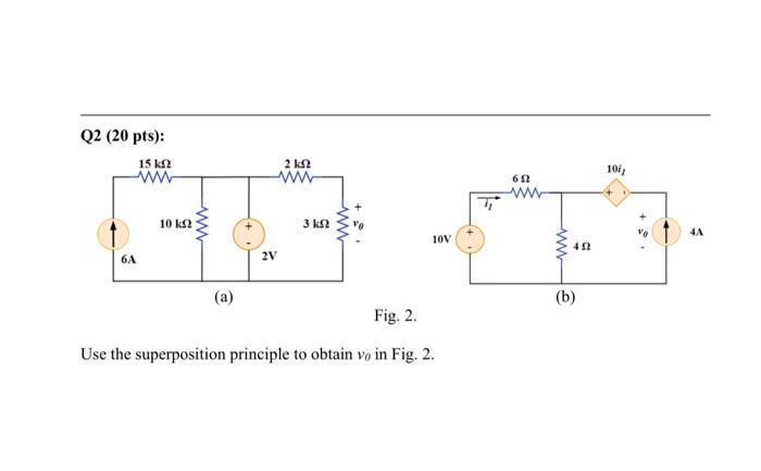 Solved Q2 (20 pts): Fig. 2. Use the superposition principle | Chegg.com Solved Q2 (20 pts): Fig. 2. Use the superposition principle | Chegg.com