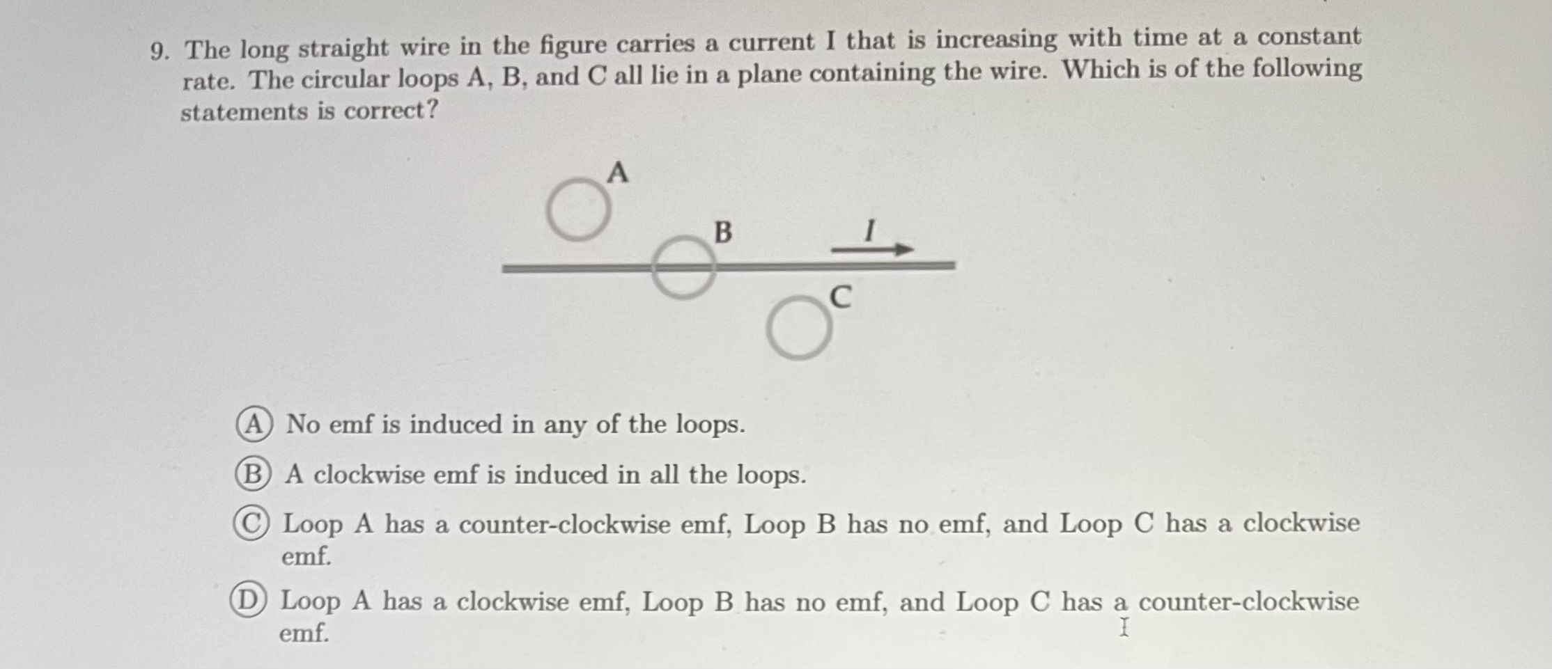 Solved The long straight wire in the figure carries a | Chegg.com