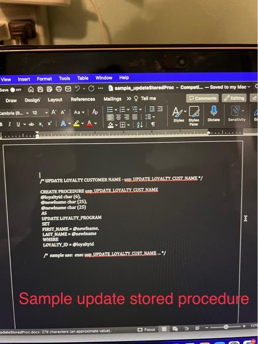 Solved Please help me write 3 update stored procedures in | Chegg.com