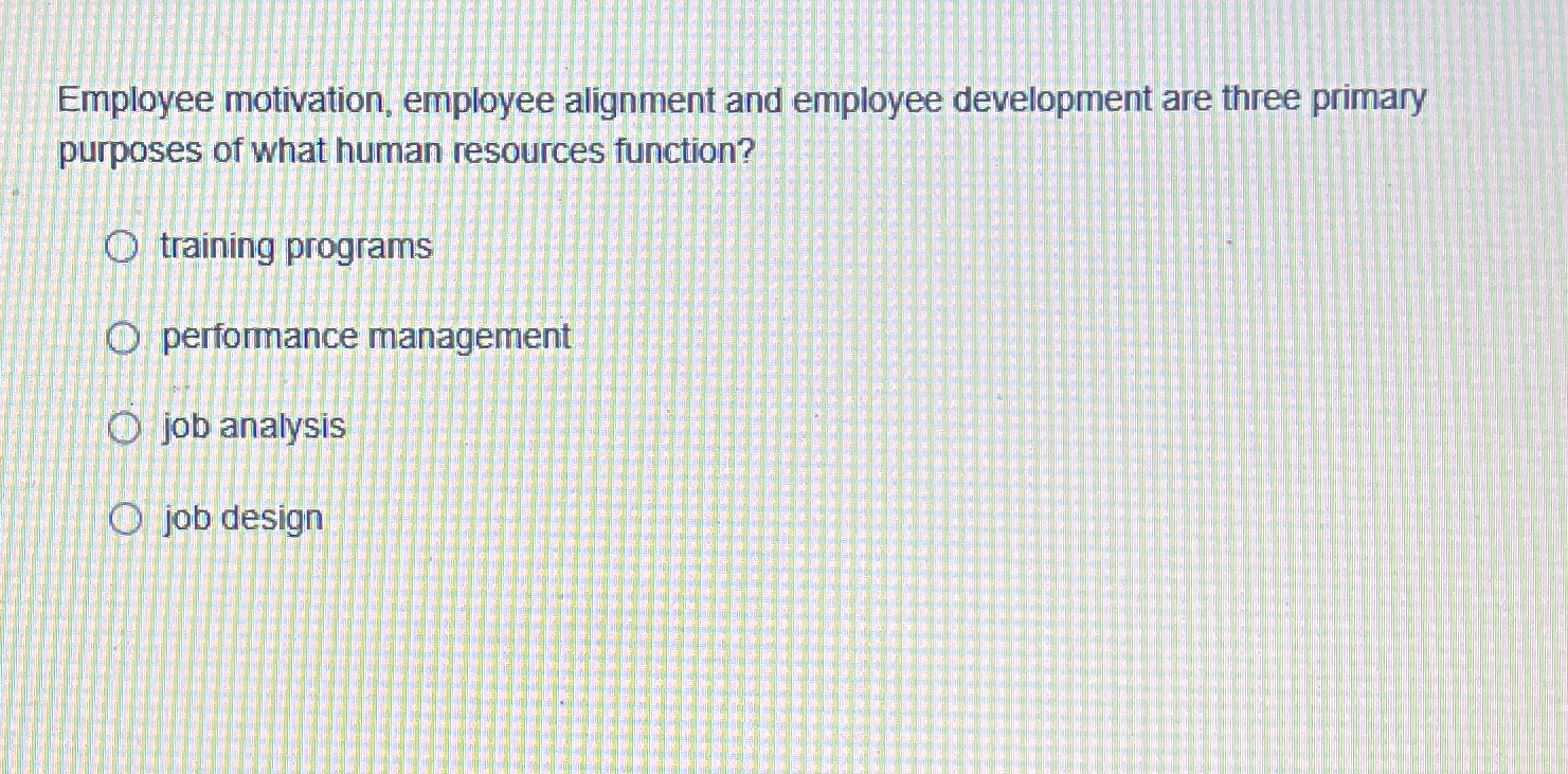Solved Employee motivation, employee alignment and employee | Chegg.com