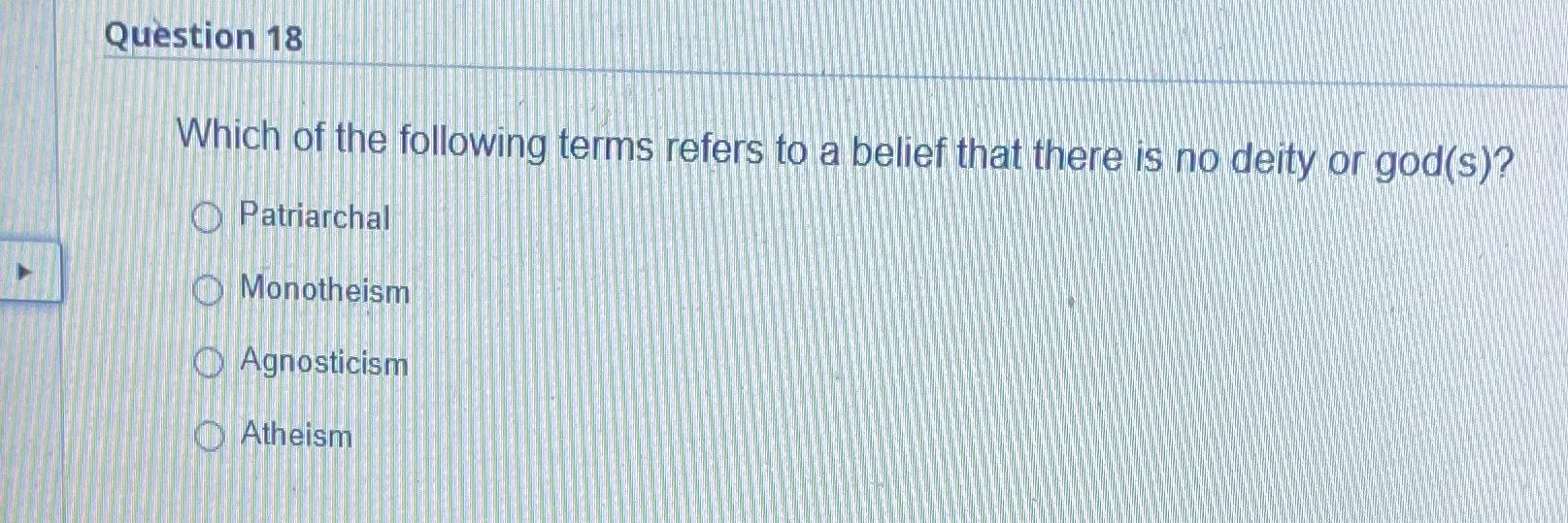 Solved Question 18Which of the following terms refers to a | Chegg.com