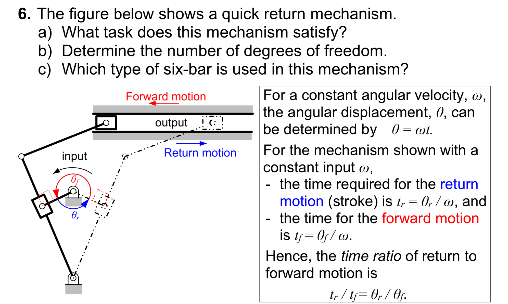 Solved The figure below shows a quick return mechanism.a) | Chegg.com