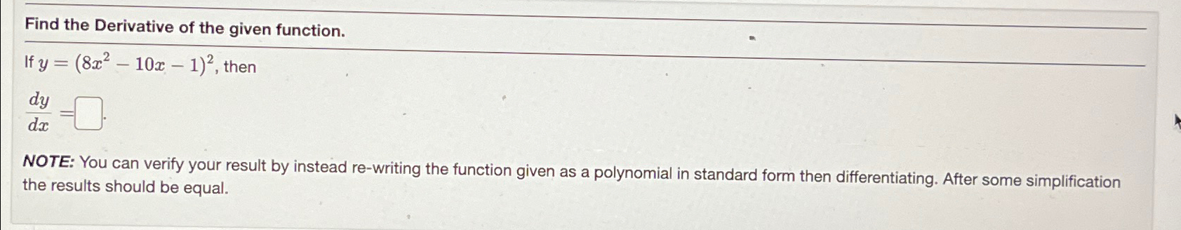 Solved Find the Derivative of the given function.If | Chegg.com