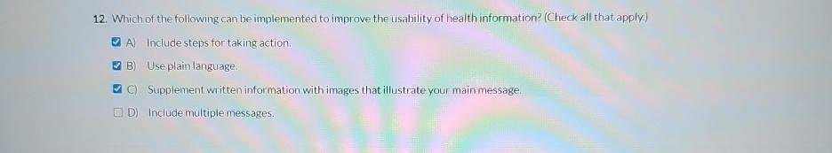 Solved Which of the following can be implemented to improve | Chegg.com