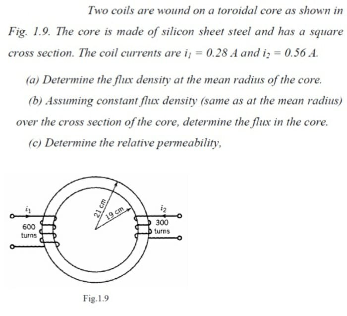 Solved Two coils are wound on a toroidal core as shown in | Chegg.com
