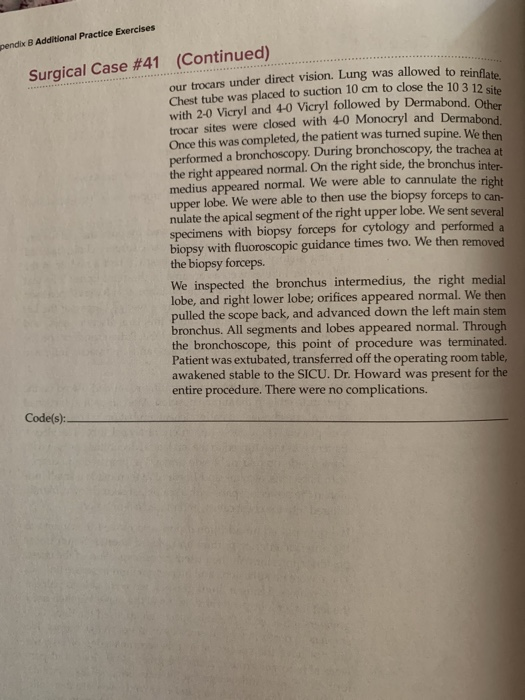 Solved Appendix B Additional Practice Exercises surgical | Chegg.com