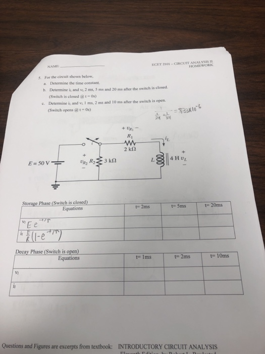 Solved ECET 210-CIRCUIT ANALYSIS II HOMEWORK NAME S For the | Chegg.com