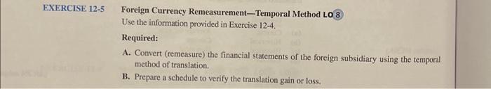 Solved Foreign Currency Remeasurement-Temporal Method Lo 8 | Chegg.com