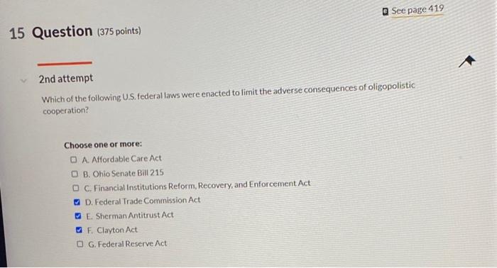 Solved 2nd attempt Which of the following U.S. federal laws | Chegg.com
