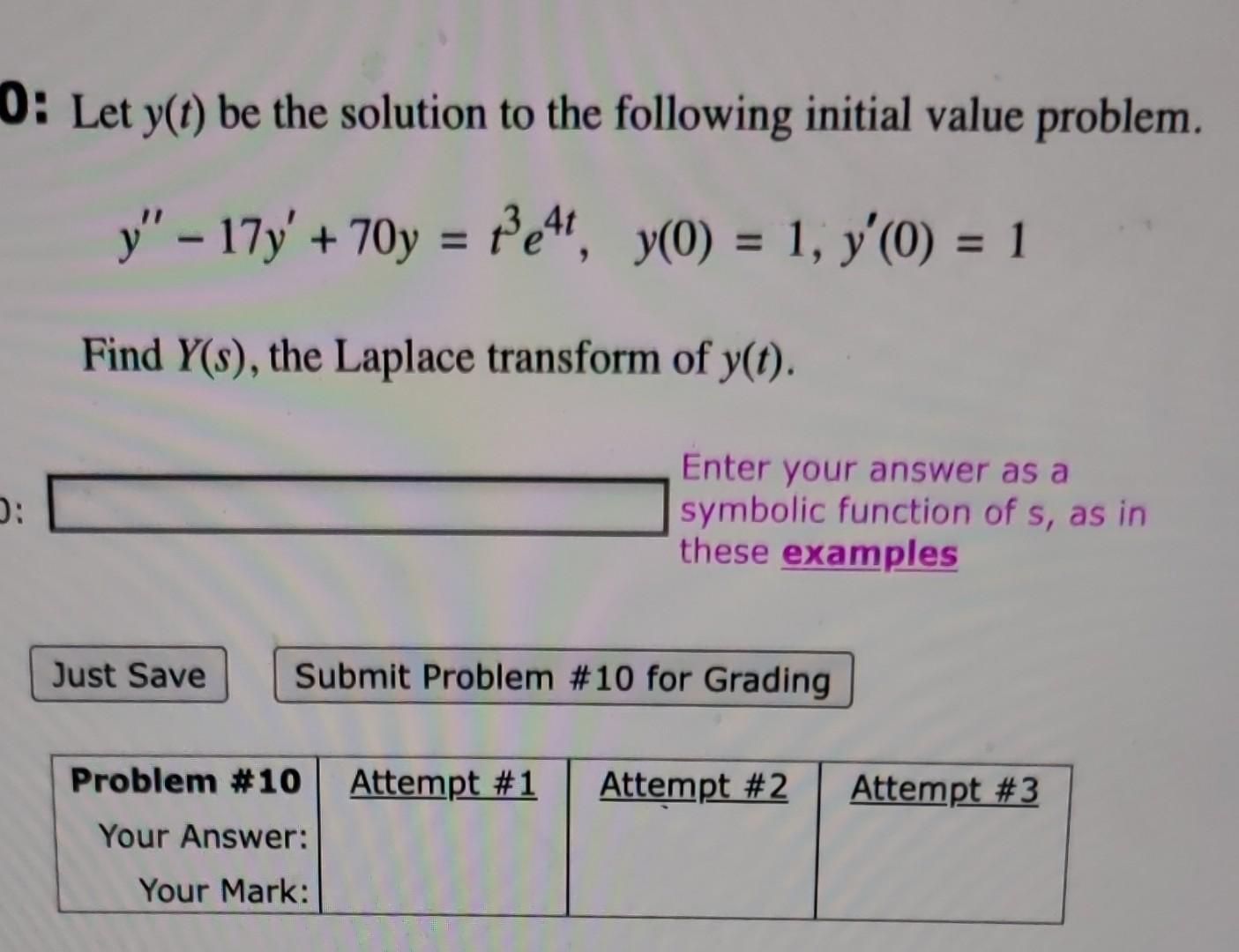 Solved Let y(t) be the solution to the following initial | Chegg.com