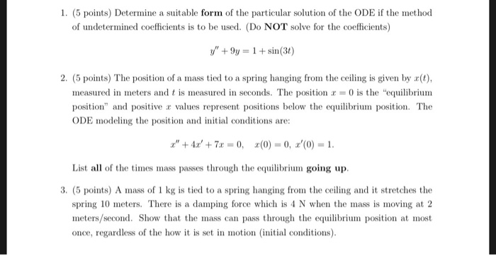 Solved 1. (5 points) Determine a suitable form of the | Chegg.com