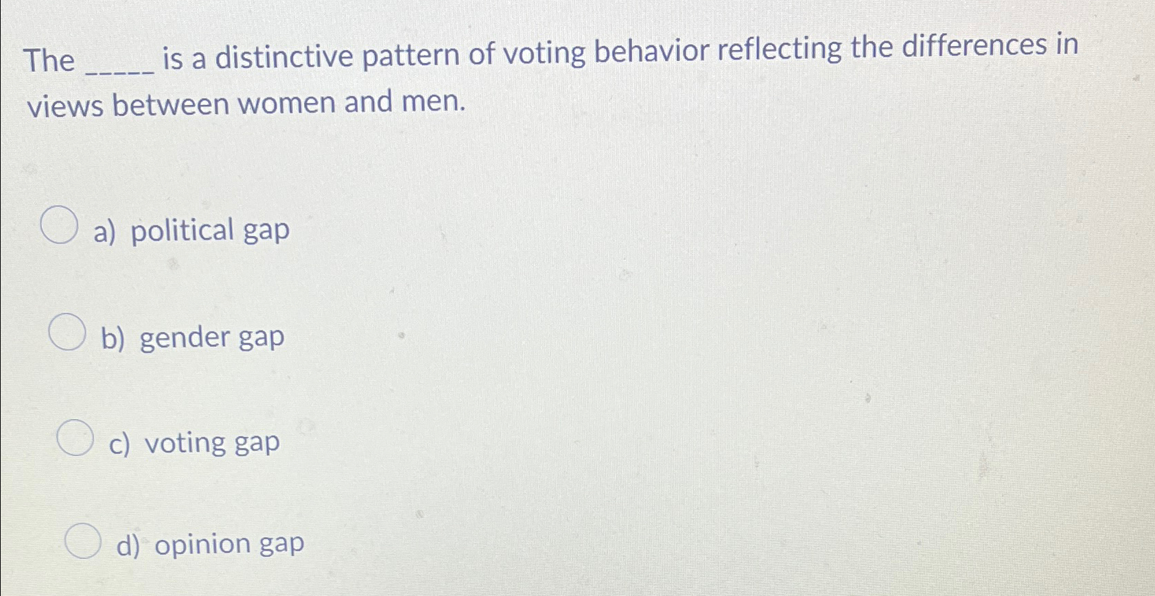 Solved The is a distinctive pattern of voting behavior | Chegg.com