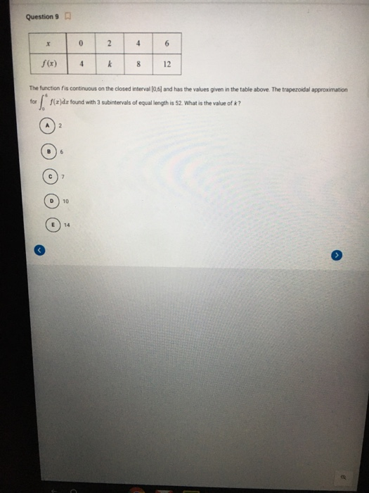 Solved Question 9 X 0 2 4 6 12 The function is continuous on | Chegg.com