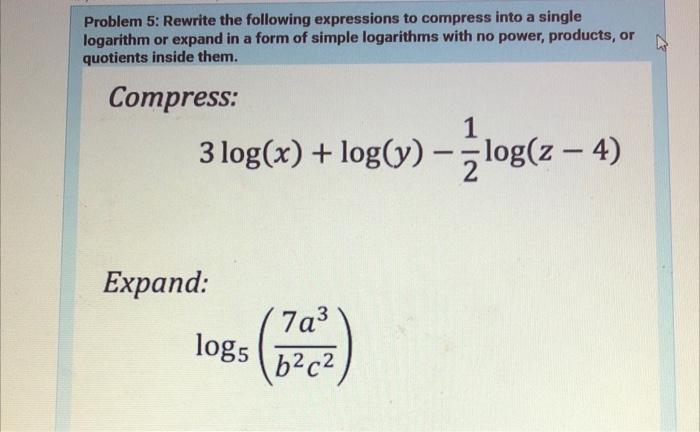Solved Problem 5: Rewrite the following expressions to | Chegg.com