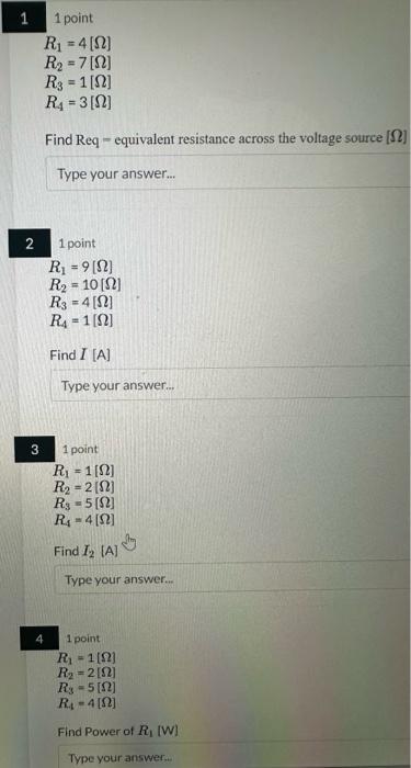 Solved 1 point R1=4[Ω]R2=7[Ω]R3=1[Ω]R4=3[Ω] Find Req - | Chegg.com