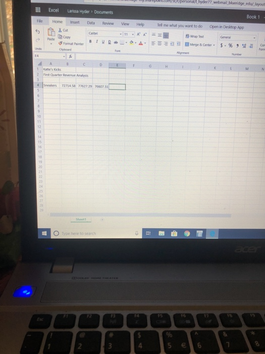 1. Run Excel and create a new blank workbook. Enter | Chegg.com