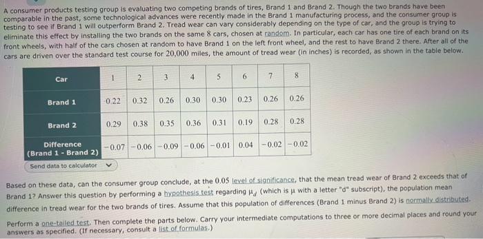 Solved A consumer products testing group is evaluating two | Chegg.com
