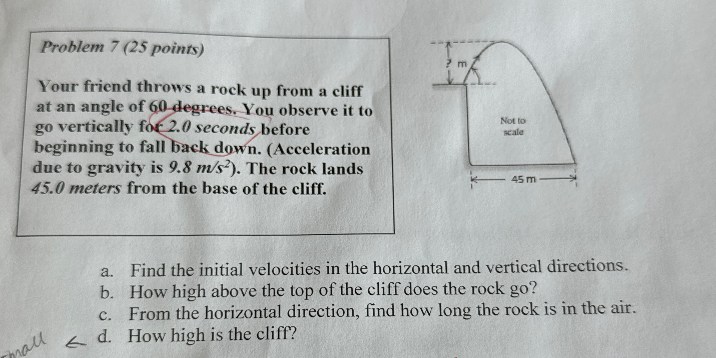 Solved Problem 7 (25 ﻿points)Your friend throws a rock up | Chegg.com