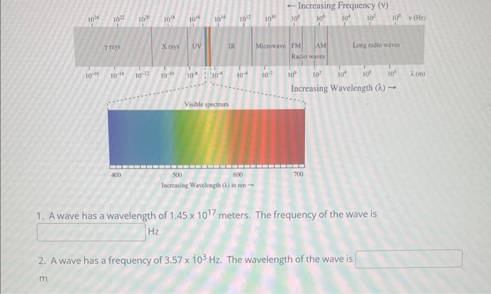 Solved 1. A wave has a wavelength of 1.45×1017 meters. The | Chegg.com