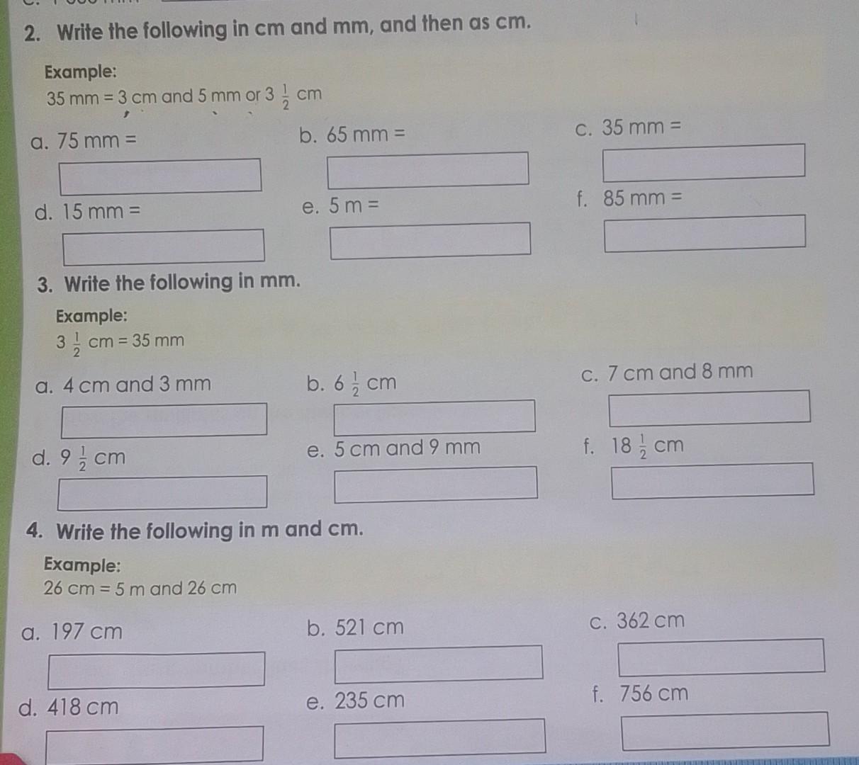 Solved 2. Write the following in \\( \\mathrm{cm} \\) and | Chegg.com