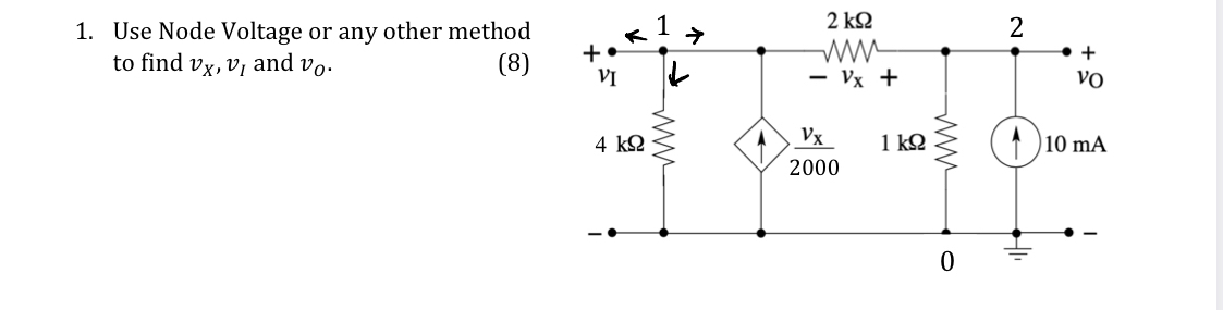 Solved Use Node Voltage or any other method to find vx,vI | Chegg.com