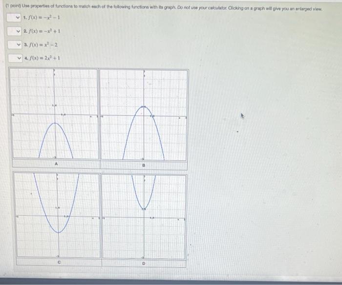 Solved (1 poing Use properties of functions to match each of | Chegg.com