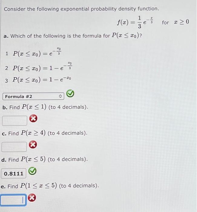Solved Consider the following exponential probability | Chegg.com