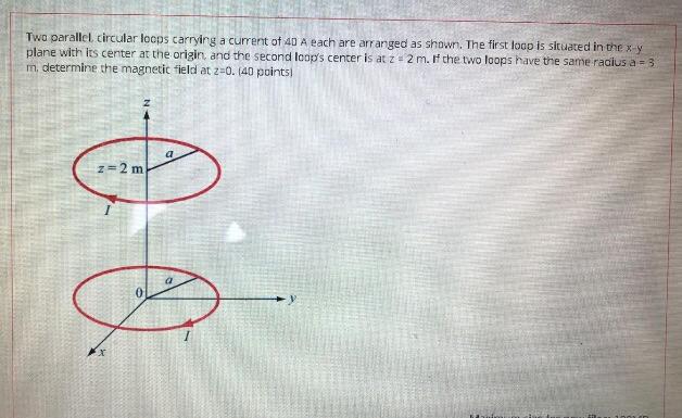 Solved Two parallel circular loops carrying a current of 40 | Chegg.com
