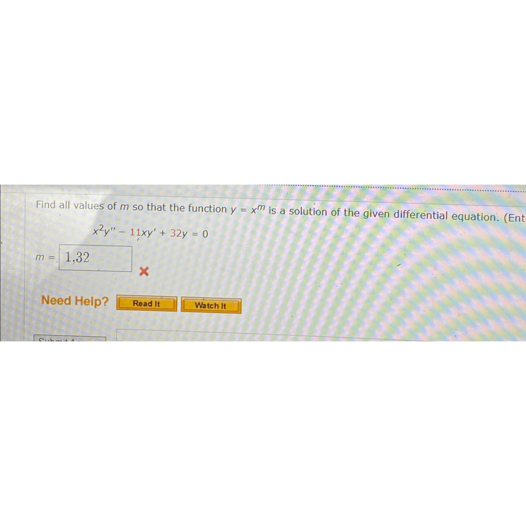 Solved Find all values of m ﻿so that the function y=xm ﻿is a | Chegg.com
