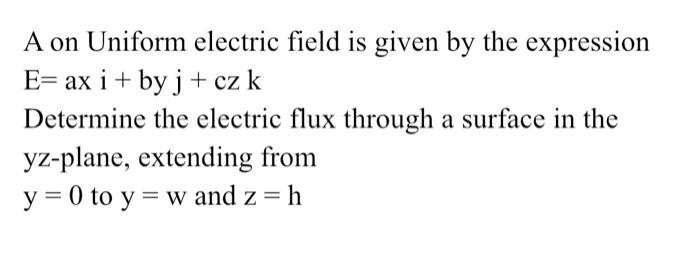 Solved A on Uniform electric field is given by the | Chegg.com