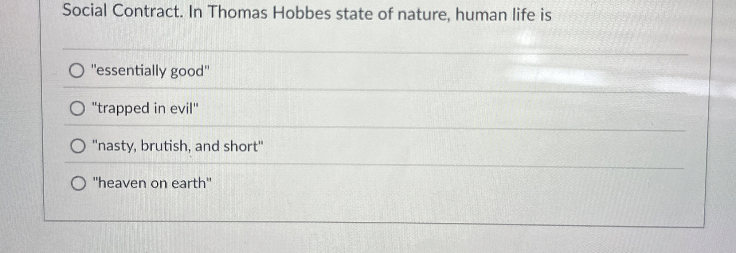 Solved Social Contract. In Thomas Hobbes state of nature, | Chegg.com