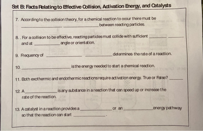 Solved Set B: Facts Relating to Efective Collision, | Chegg.com