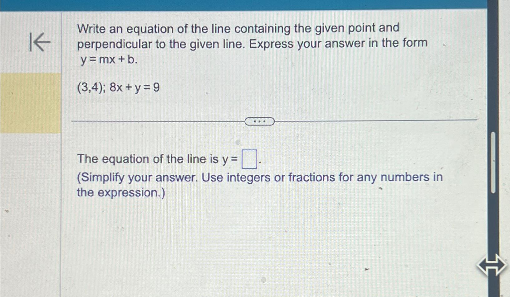 Solved Write an equation of the line containing the given | Chegg.com