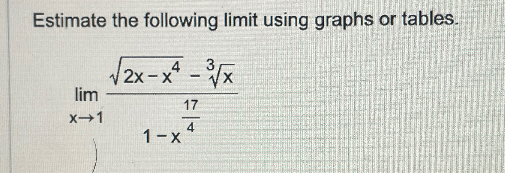 Solved Estimate the following limit using graphs or | Chegg.com
