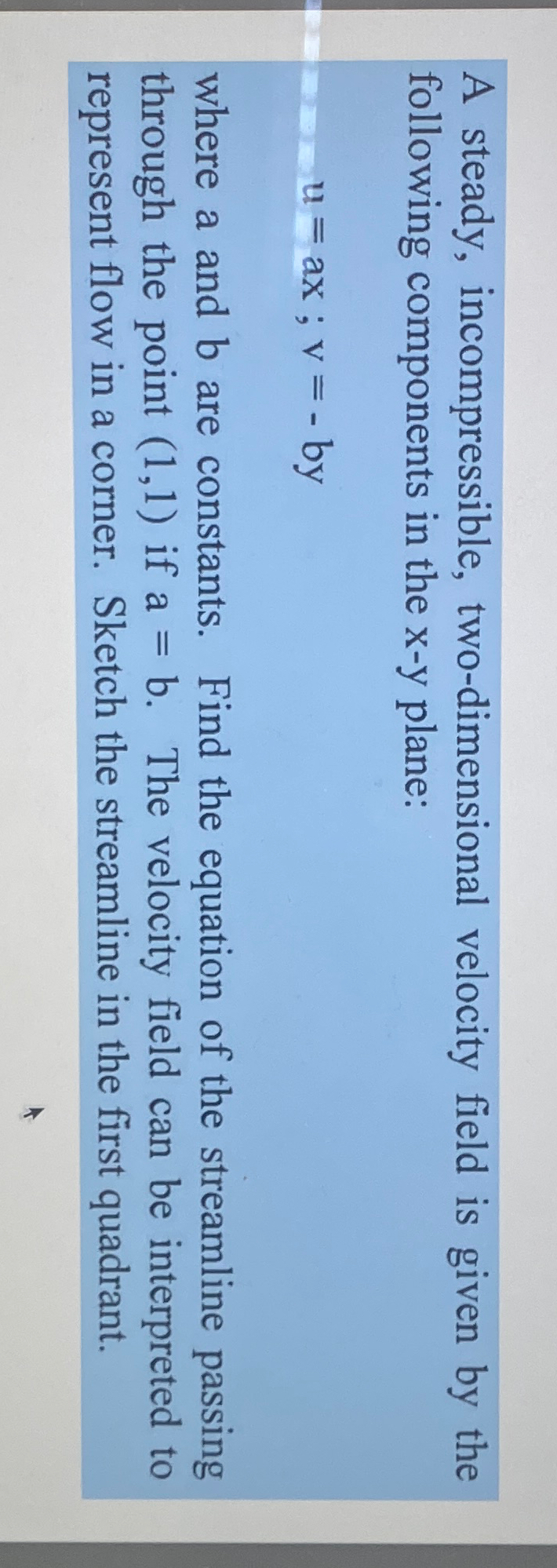 Solved A steady, incompressible, two-dimensional velocity | Chegg.com