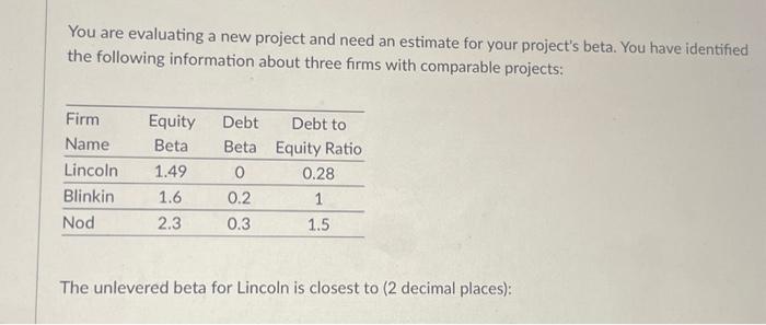 You are evaluating a new project and need an estimate | Chegg.com