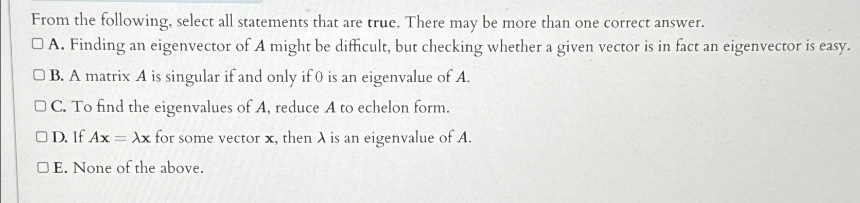 Solved From the following, select all statements that are | Chegg.com