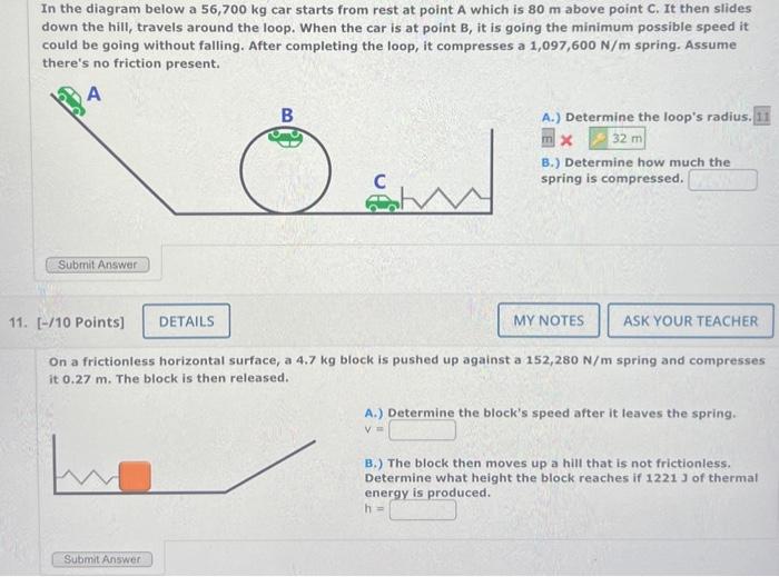 Solved In the diagram below a 56,700 kg car starts from rest | Chegg.com