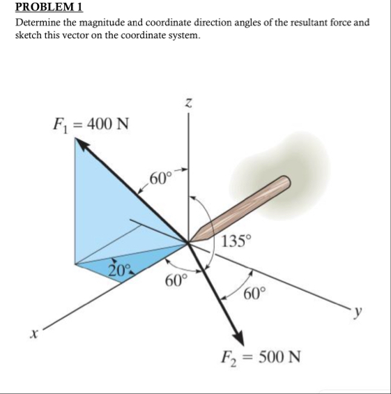 Solved PROBLEM 1Determine the magnitude and coordinate | Chegg.com