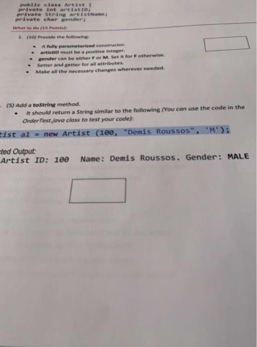 Solved de ela Artist rivate int artist Arvate String artist | Chegg.com