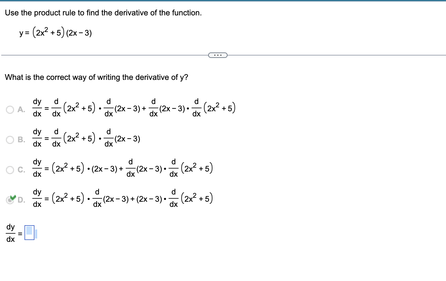 Solved DO NOT USE AI Use the product rule to find the | Chegg.com