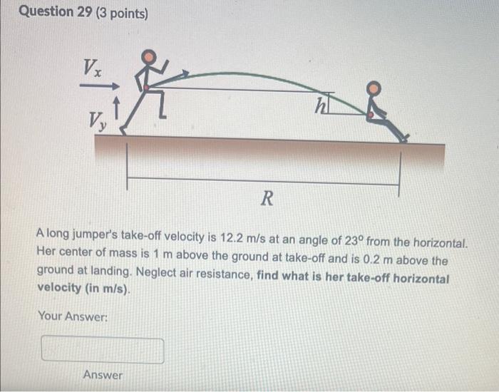 Solved Question 29 (3 points) A long jumper's take-off | Chegg.com
