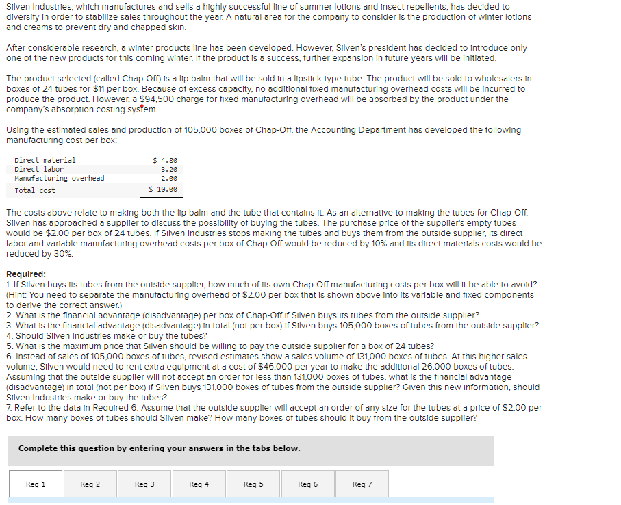 Solved Silven Industries, which manufactures and sells a | Chegg.com