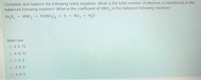 Solved Complete and balance the following redox equation. | Chegg.com
