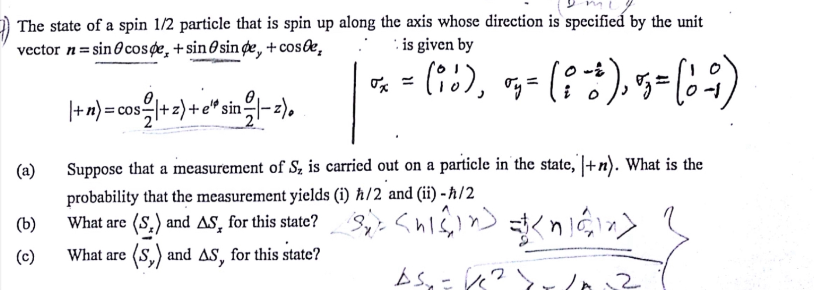 Solved (a) ﻿Suppose that a measurement of Sz ﻿is carried out | Chegg.com