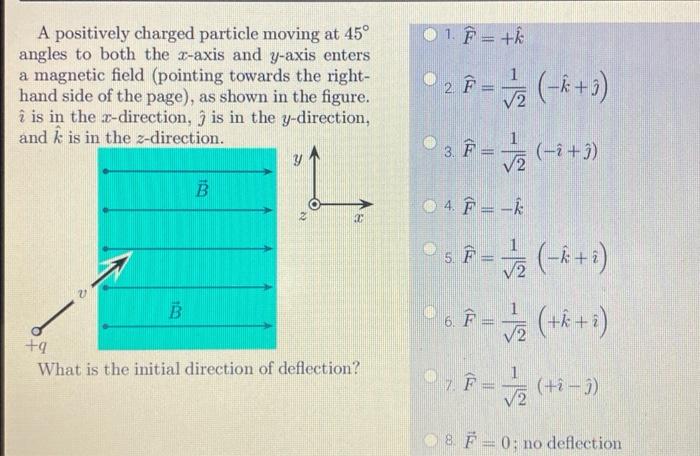 Solved 01. F= +k 1 A positively charged particle moving at | Chegg.com